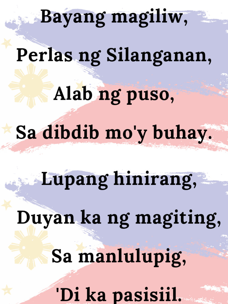 Bayang magiliw, Perlas ng Silanganan, Alab ng puso, Sa dibdib mo'y ...