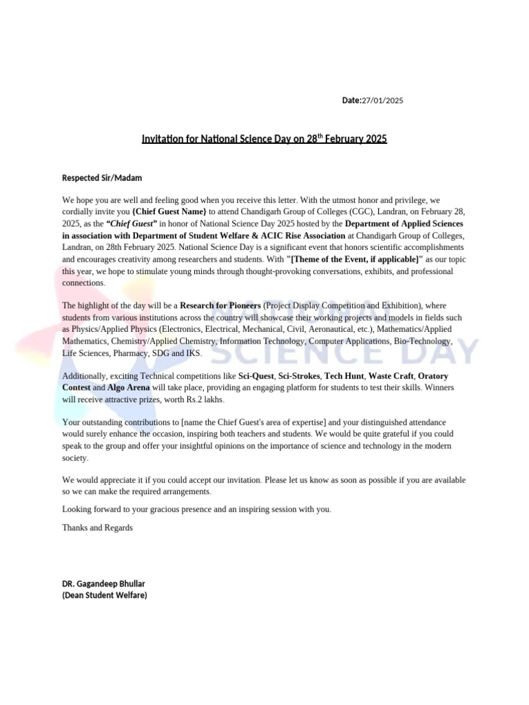 Invitation - NSD - 2025 CG | PDF