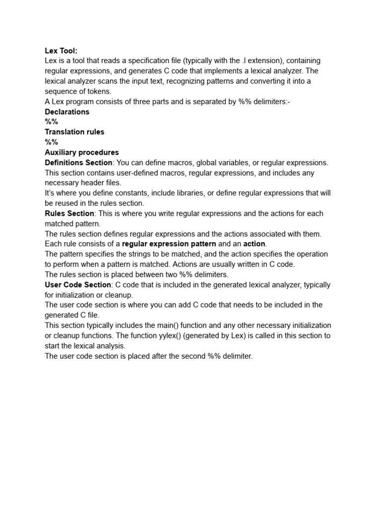 Lex Tool | PDF | Regular Expression | C (Programming Language)