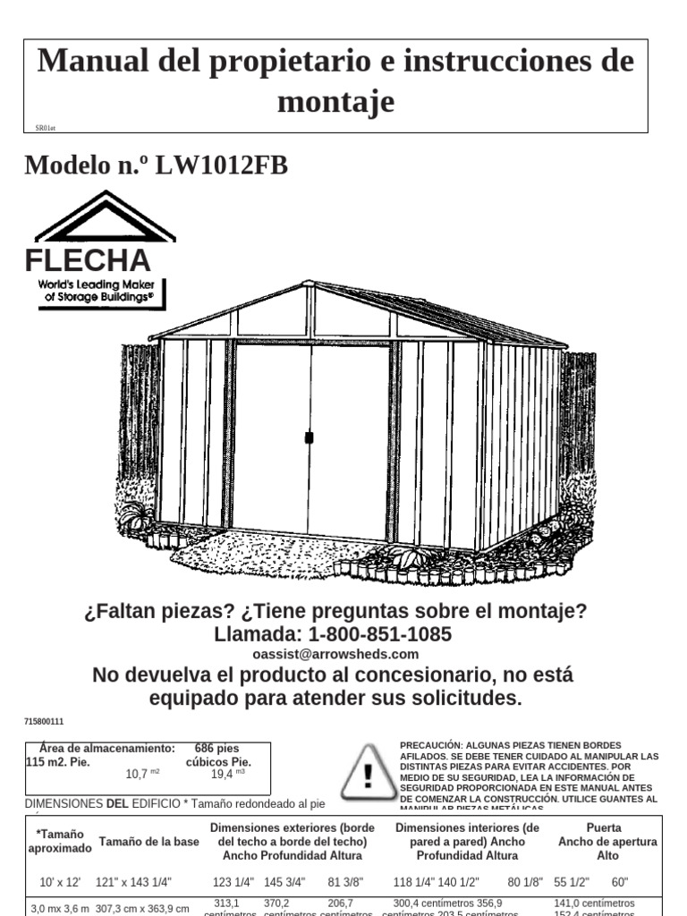 10 - 12 Manual Del Cobertizo de Flechas | PDF | Tornillo | Hormigón