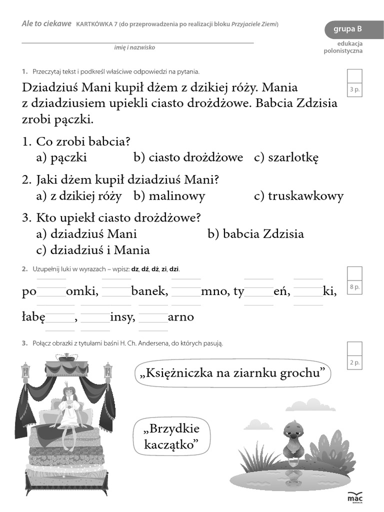 Kartkowka NR 7 Jezyk Polski Grupa B | PDF