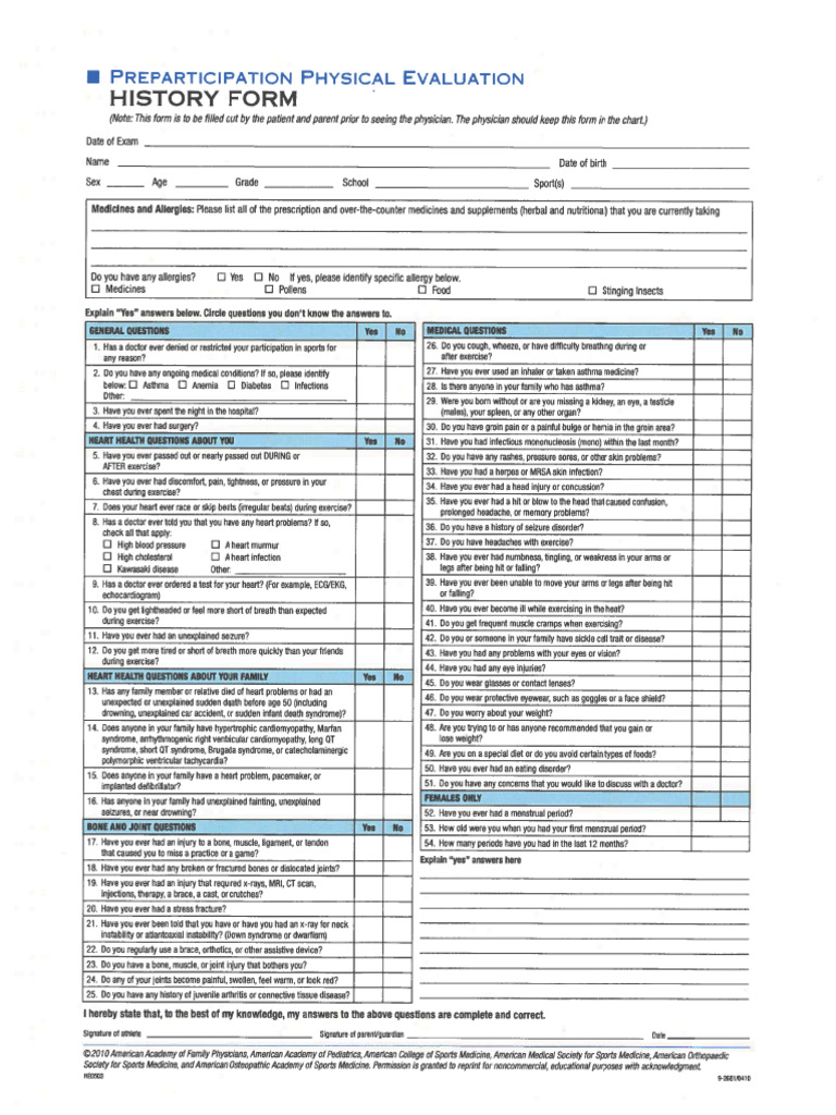 LHS Athletic Physical Form | PDF