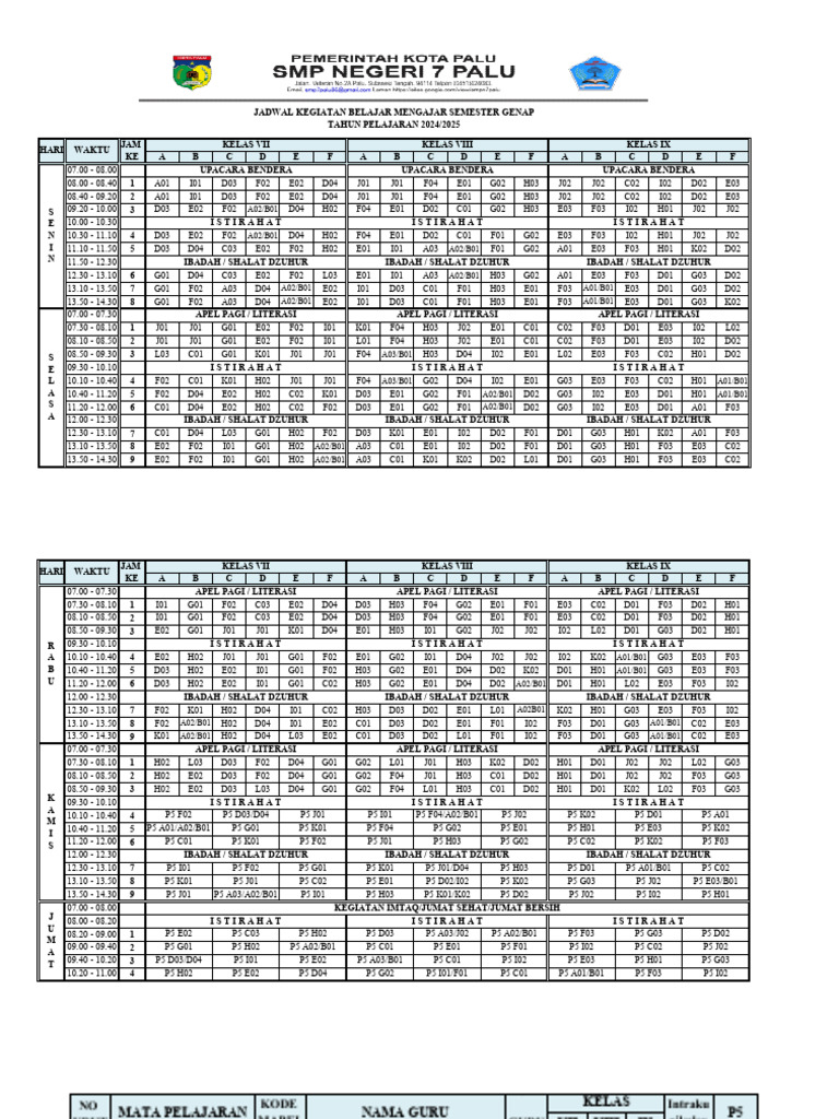 1c. JADWAL KBM GENAP 24-25_Revisi | PDF