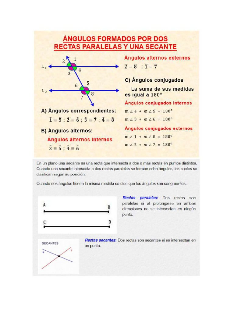 4) Angulos Formados Por 2 Rectas Paralelas y Una Secante | PDF