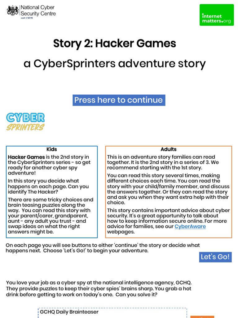 CyberSprinters: Hacker Games Adventure | PDF | Password | Wi Fi