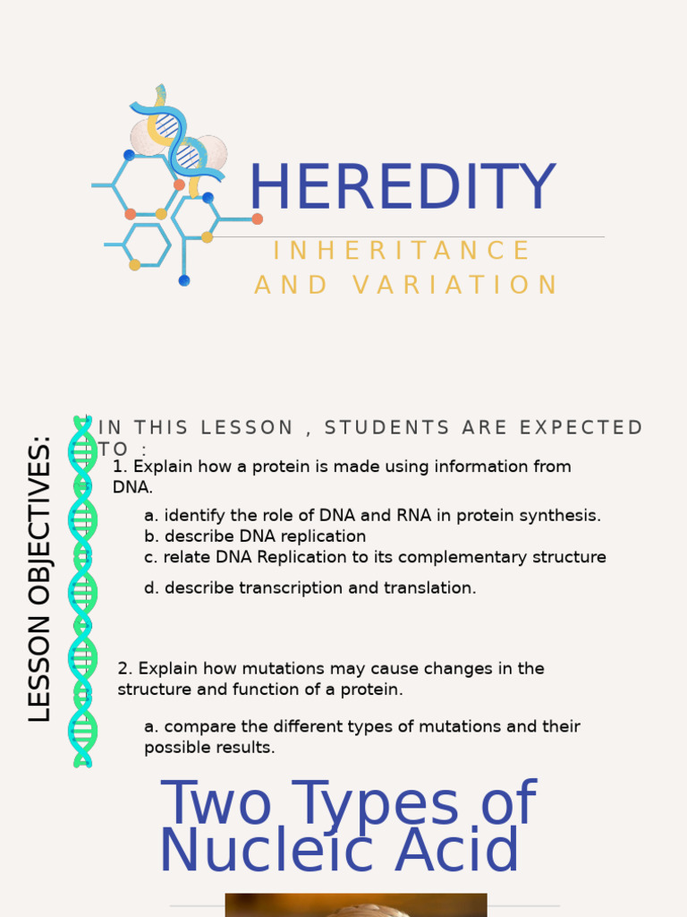 Heredity Inheritance and Variation Lect | PDF | Translation (Biology) | Rna