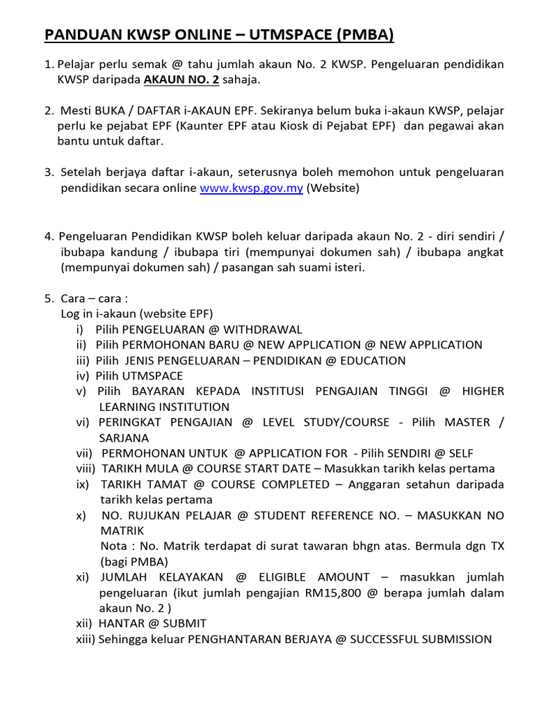 1a. Panduan KWSP Online - Pmba | PDF