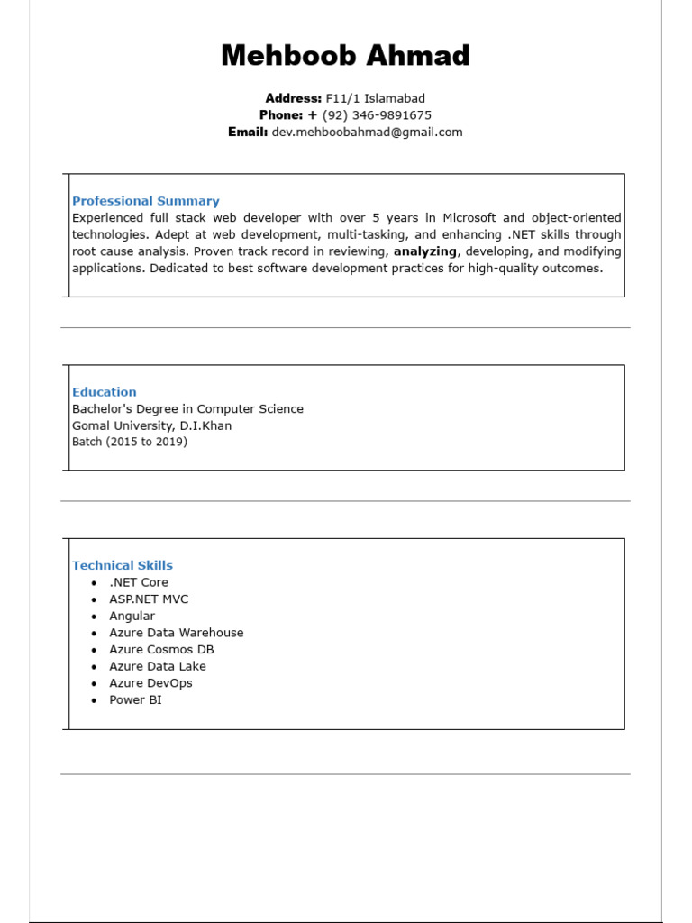 Mehboob Ahmad Dotnet Dev | PDF | Software Development | Enterprise Resource Planning