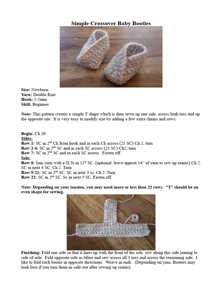 Simple Crossover Baby Booties Pattern | PDF
