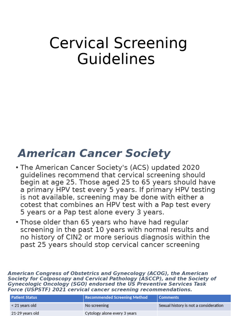 Cervical Screening Guidelines | PDF | Cervical Cancer | Health Care