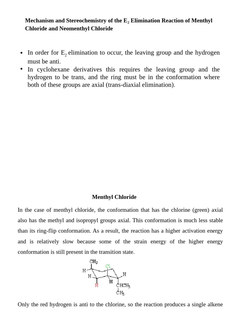 Menthyl and Neo Menthyl Chloride | PDF | Conformational Isomerism ...