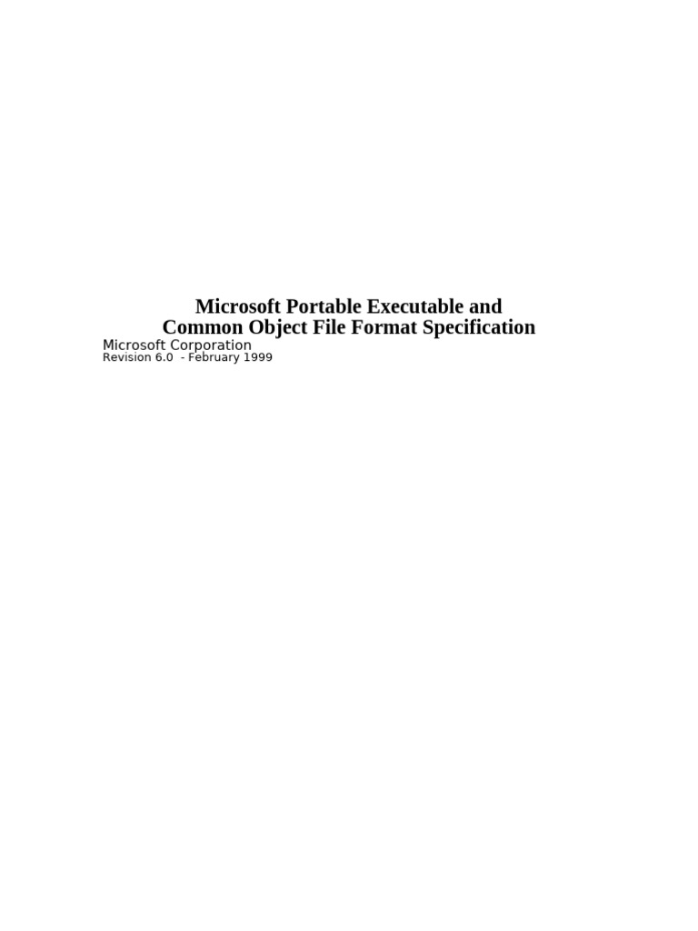 Microsoft Portable Executable And Common Object File Format Specification 1999 Pecoff Pdf