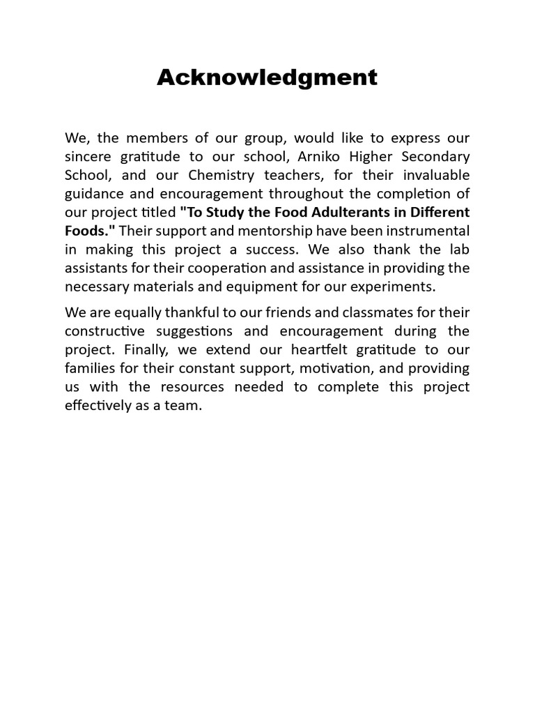 Student Project Acknowledgment | PDF