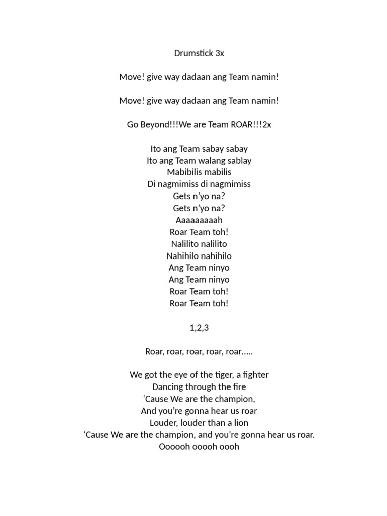 Team Roar Chant | PDF
