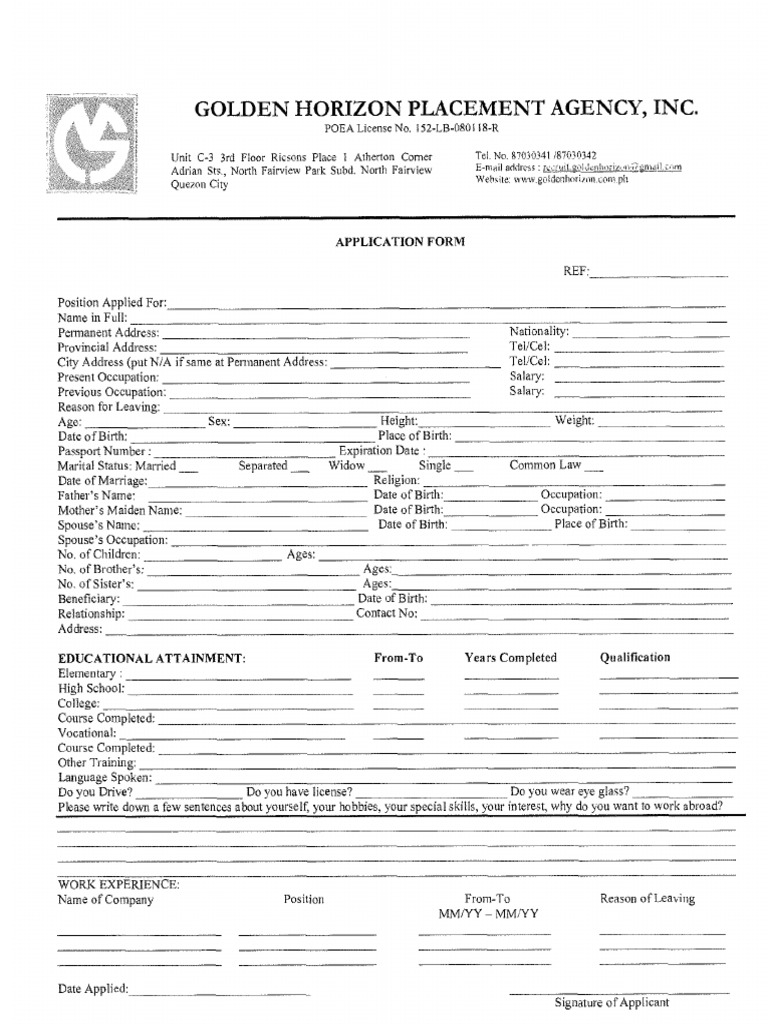GH Application Form | PDF