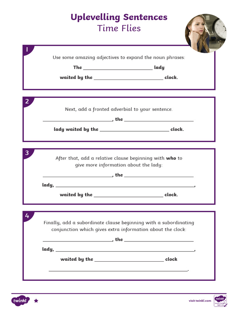 UKS2 Uplevelling Sentences Activity Sheets - Time Flies | PDF ...