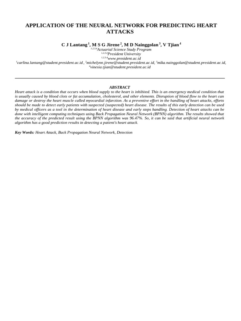 C06 - Application of the Neural Network for Predicting Heart Attack (1) | PDF | Myocardial ...