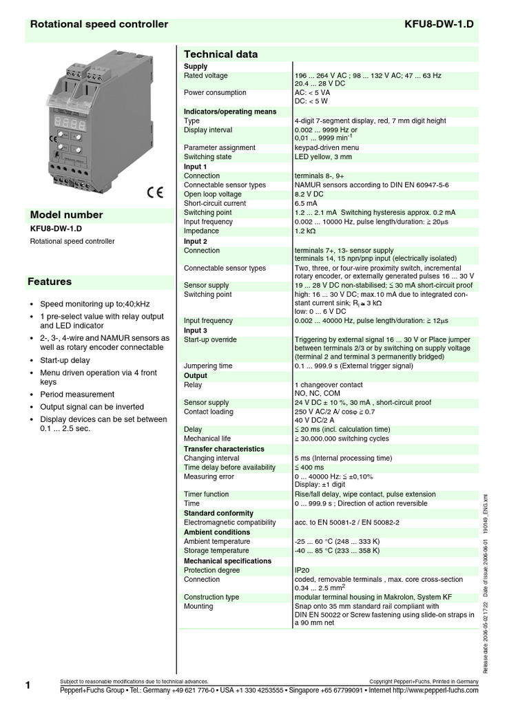 Star Zero Speed Switch KFU8-DW-1.D | PDF | Alternating Current | Computer Engineering