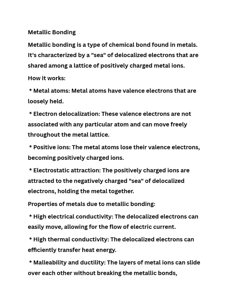 Metallic Bonding - 20241228 - 112153 - 0000 | PDF | Chemical Bond ...