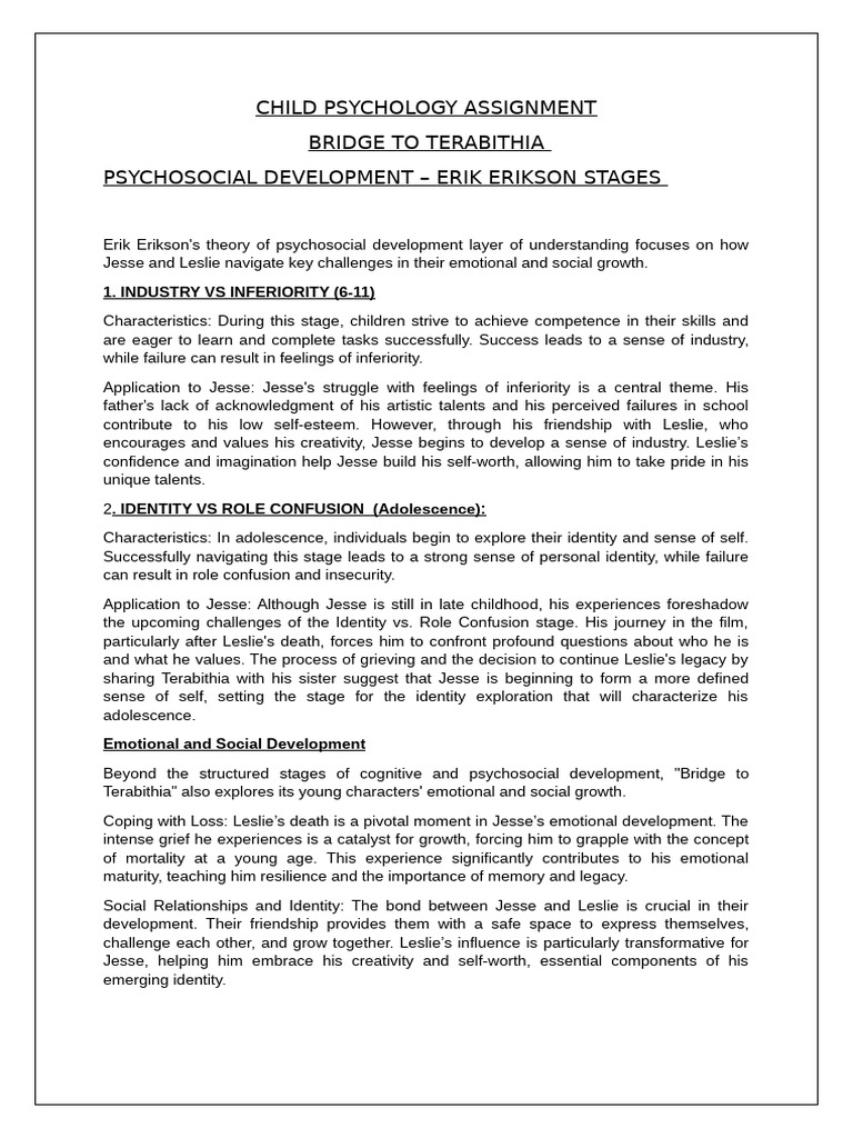 Child Psychology Assignment | PDF | Identity (Social Science) | Self Esteem