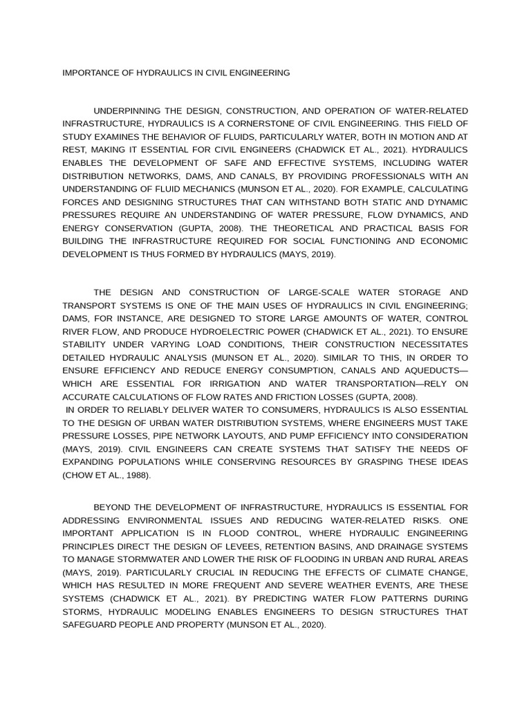 Importance of Hydraulics in Civil Engineering | PDF | Infrastructure ...