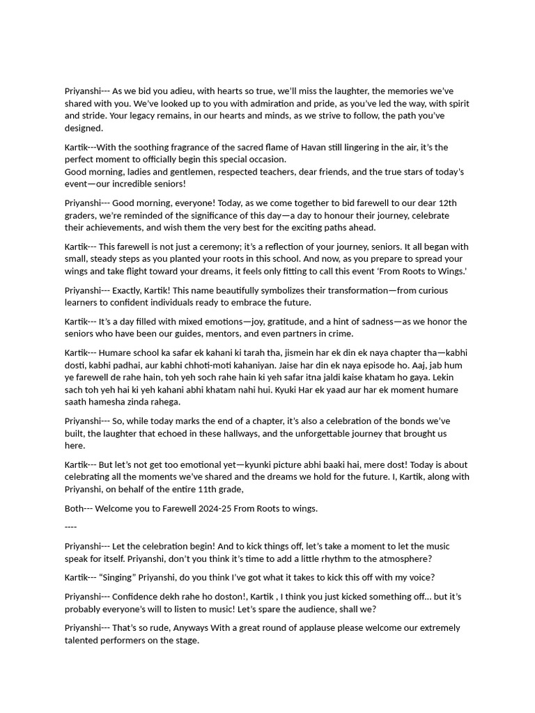 Final Comparing Script Farewell | PDF