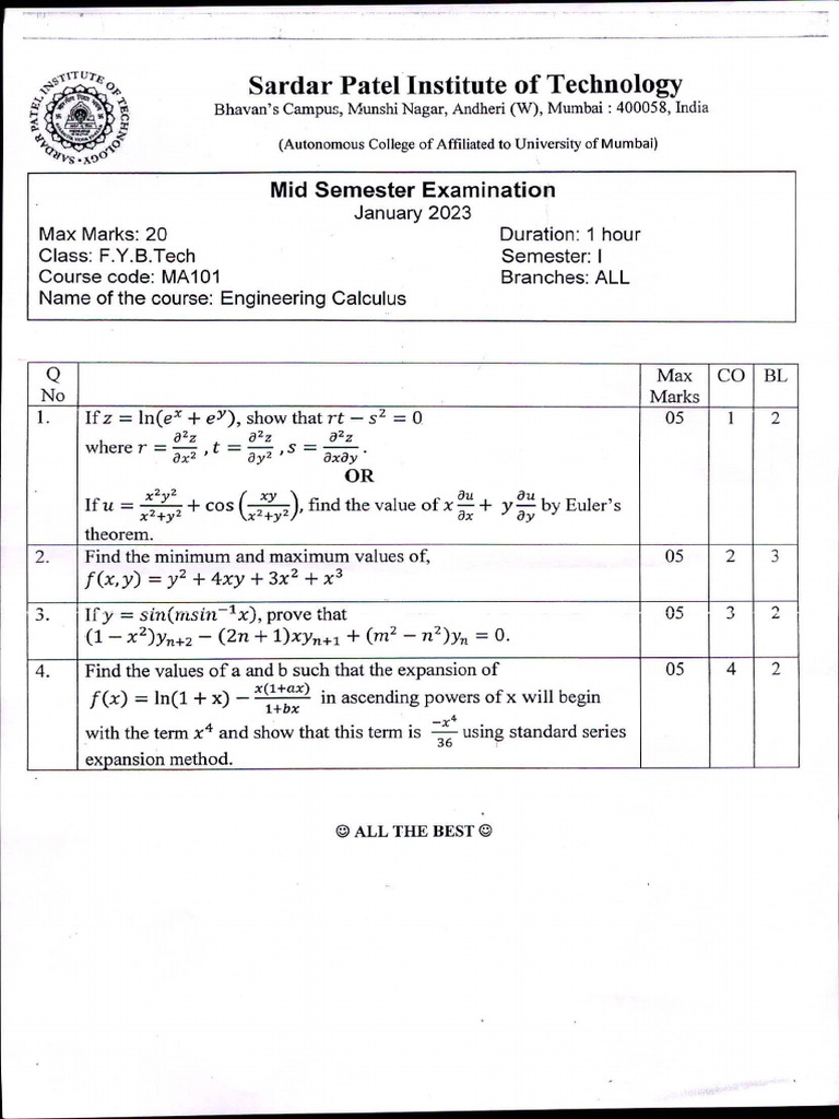 2023-01-09 Engineering Calculus | PDF