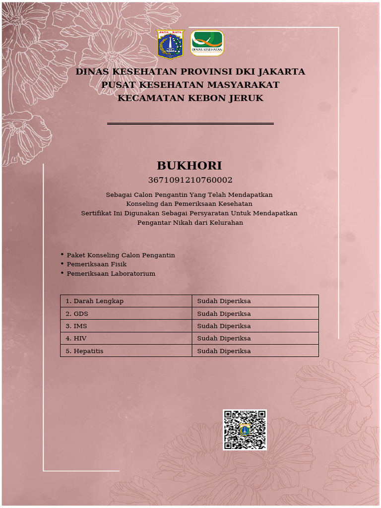 BUKHORI Sertifikat Layak Nikah | PDF