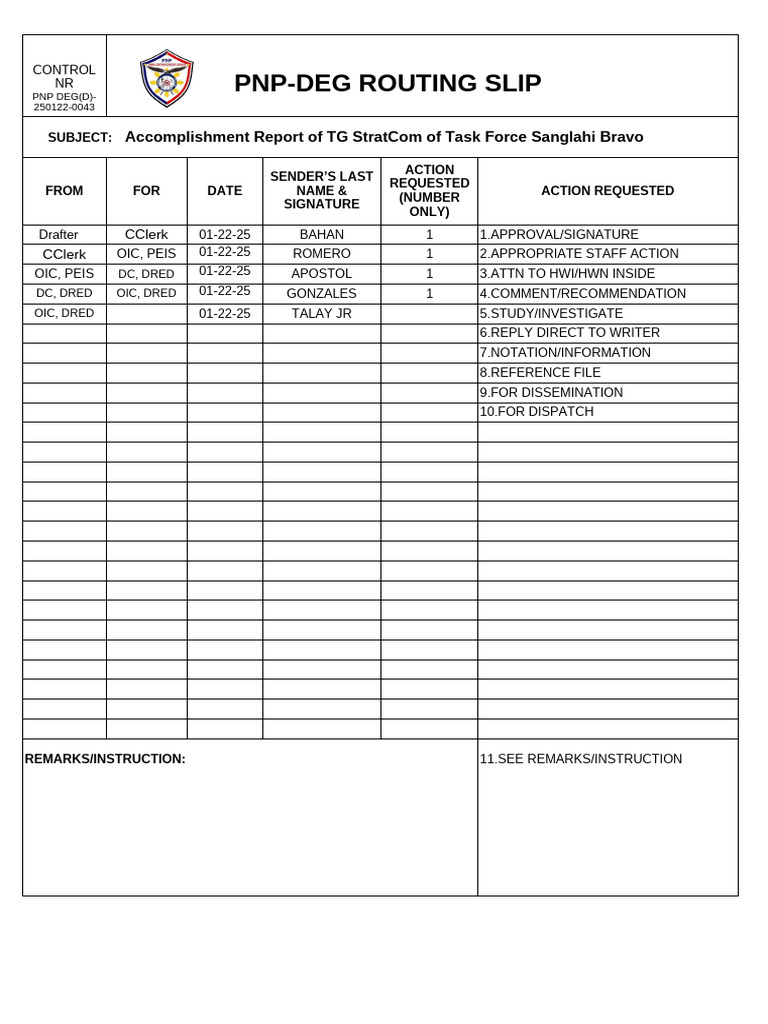 Routing Slip | PDF