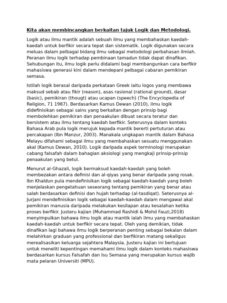 Logik dan Metodologi | PDF