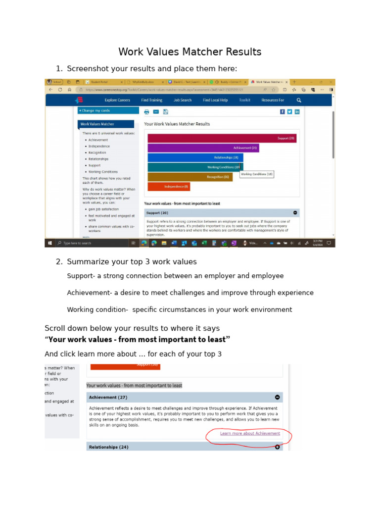 Work Values Matcher: Career Insights | PDF