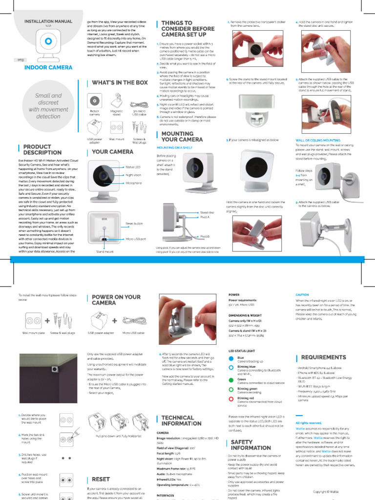 User Manual Wattle Indoor Camera HD en | PDF