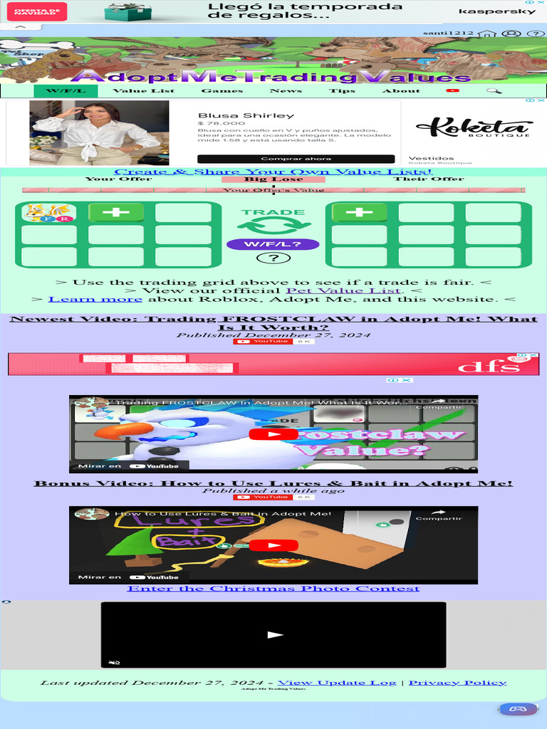 Roblox Adopt Me Trading Values - Win Fair Lose WFL | PDF