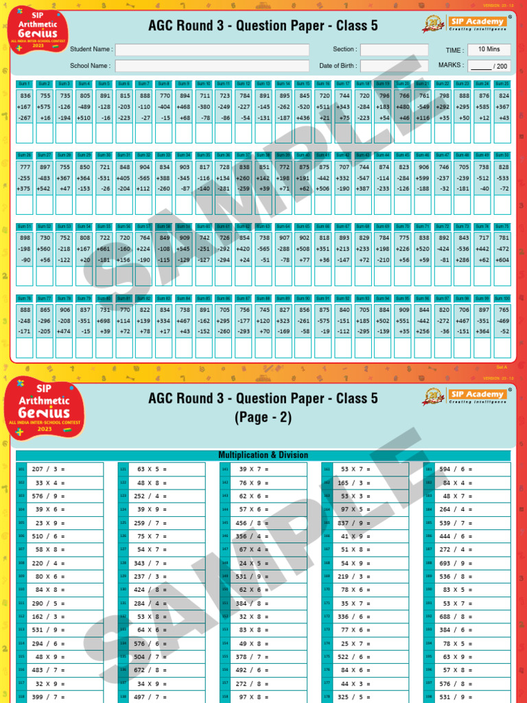 AGC 2023 R3 QP Set a Sample Class 05 | PDF