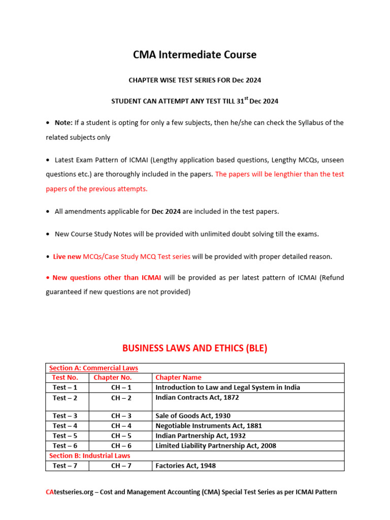 1 Test for Each Chapter 2 Full Syllabus Tests for Each Subject ...