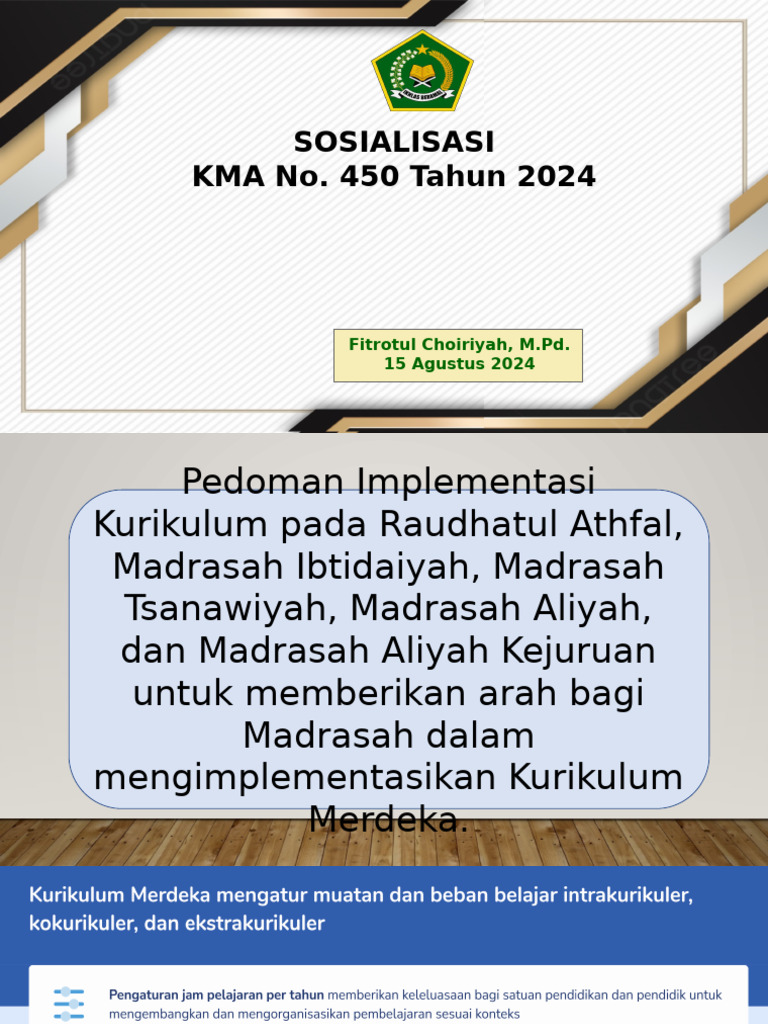 Struktur Kurikulum MTs KMA 450 Tahun 2024 | PDF