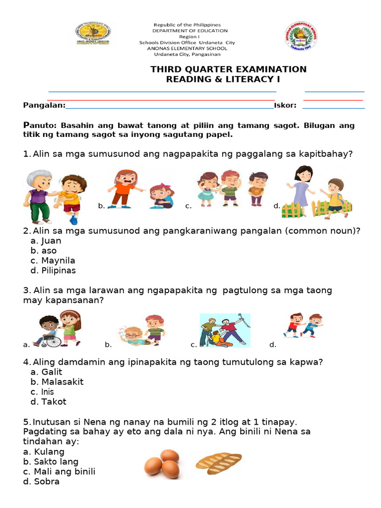 THIRD QUARTER TEST(_READING N LITERACY )(1) | PDF