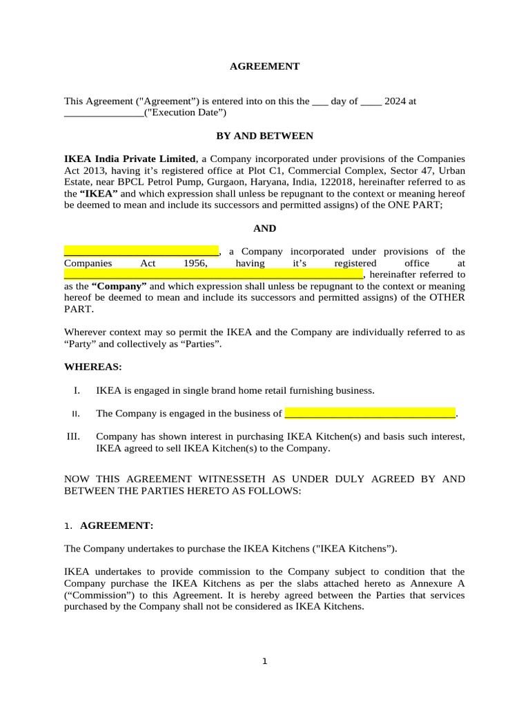 Standrad Kitchen Agreement - Commission Based | PDF | Arbitration ...