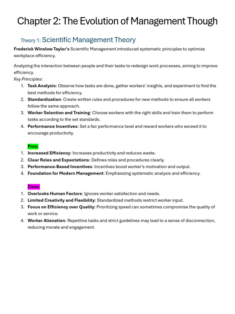 Chapter 2 Evolution of Management Thoughts | PDF | Motivation | Motivational