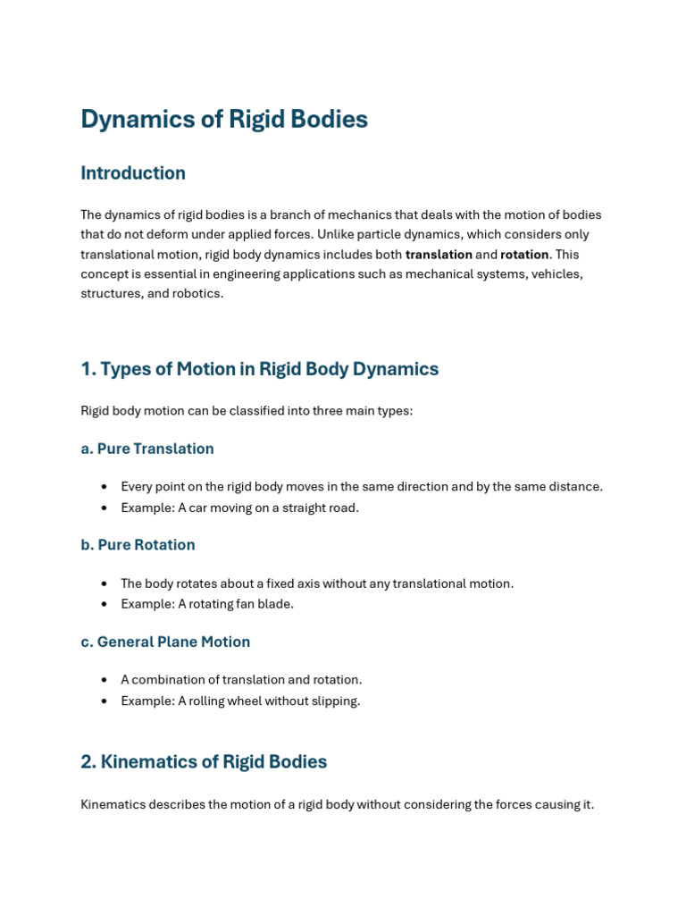 Dynamics of Rigid Bodies | PDF | Rotation Around A Fixed Axis | Kinematics