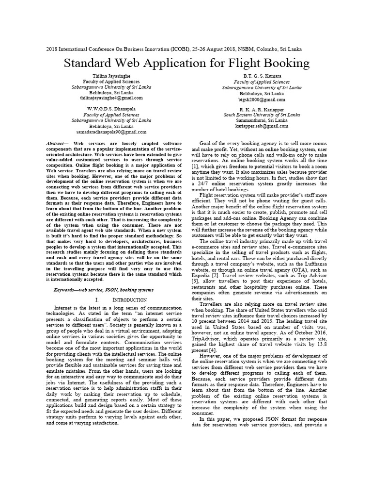 Flight Booking Web Service Standards | PDF | Databases | Model–View–Controller
