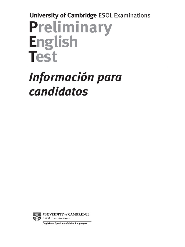 Modelo Examen Pet | PDF | Idioma en Inglés