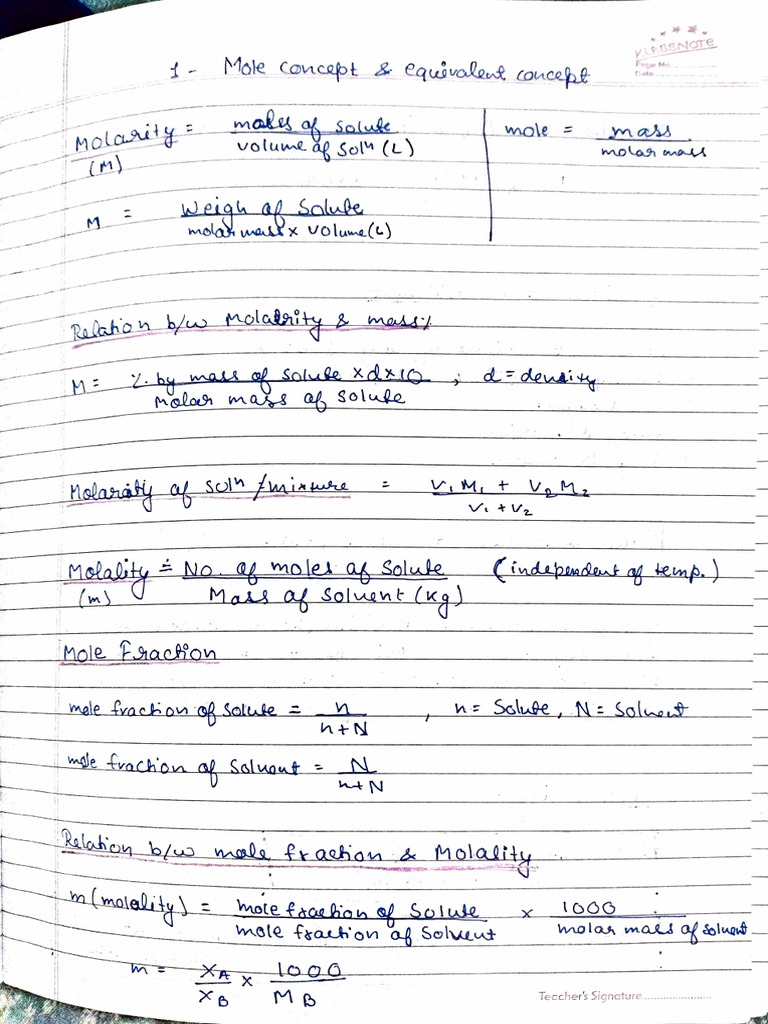 Mole Concept Notes Class 11 | PDF