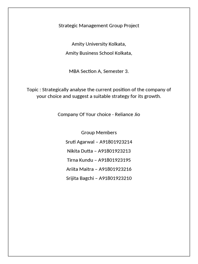 Strategic Management Group Project (1) | PDF
