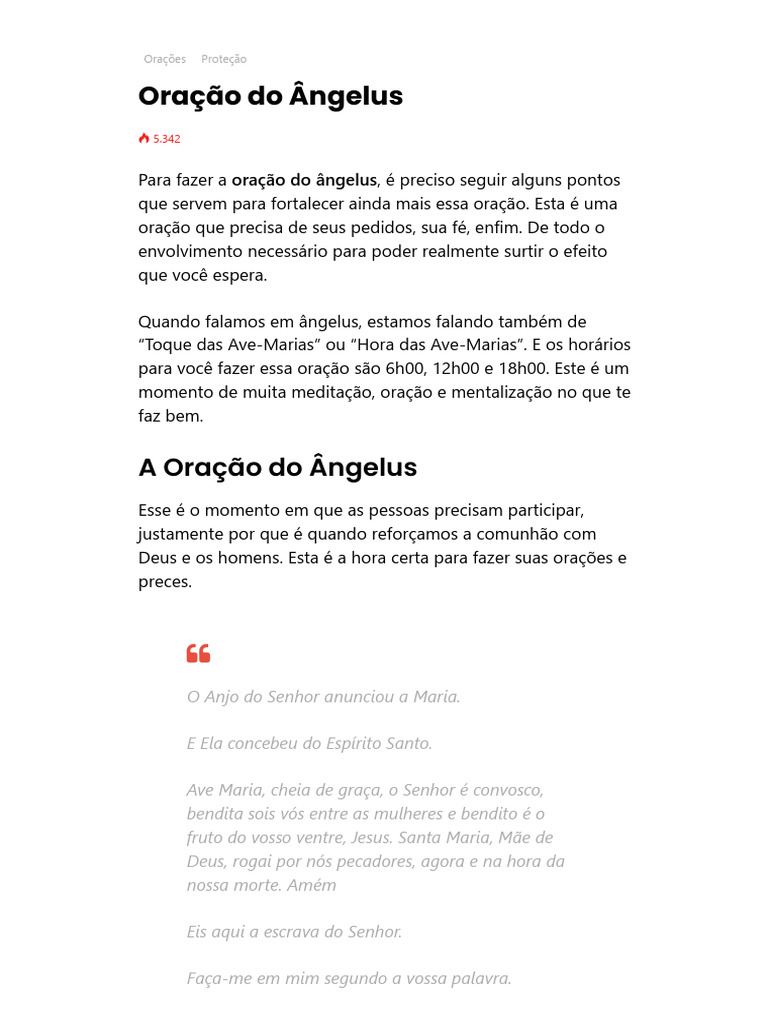 Oração do Ângelus: Como Rezar e Horários | PDF | Oração | Crença e ...