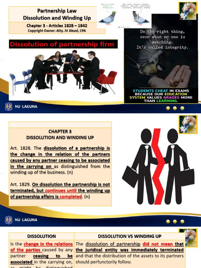 NU 3 Partnership Dissolution and Winding Up | PDF | Liquidation | Partnership