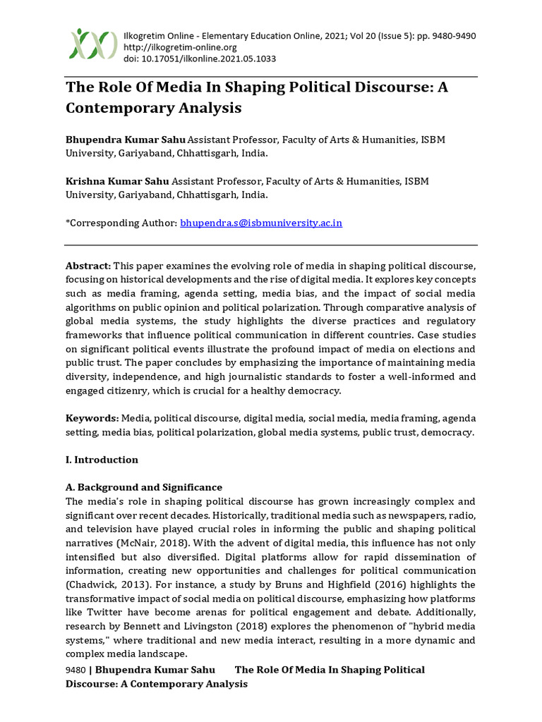 Media's Impact on Political Discourse | PDF | Framing (Social Sciences ...