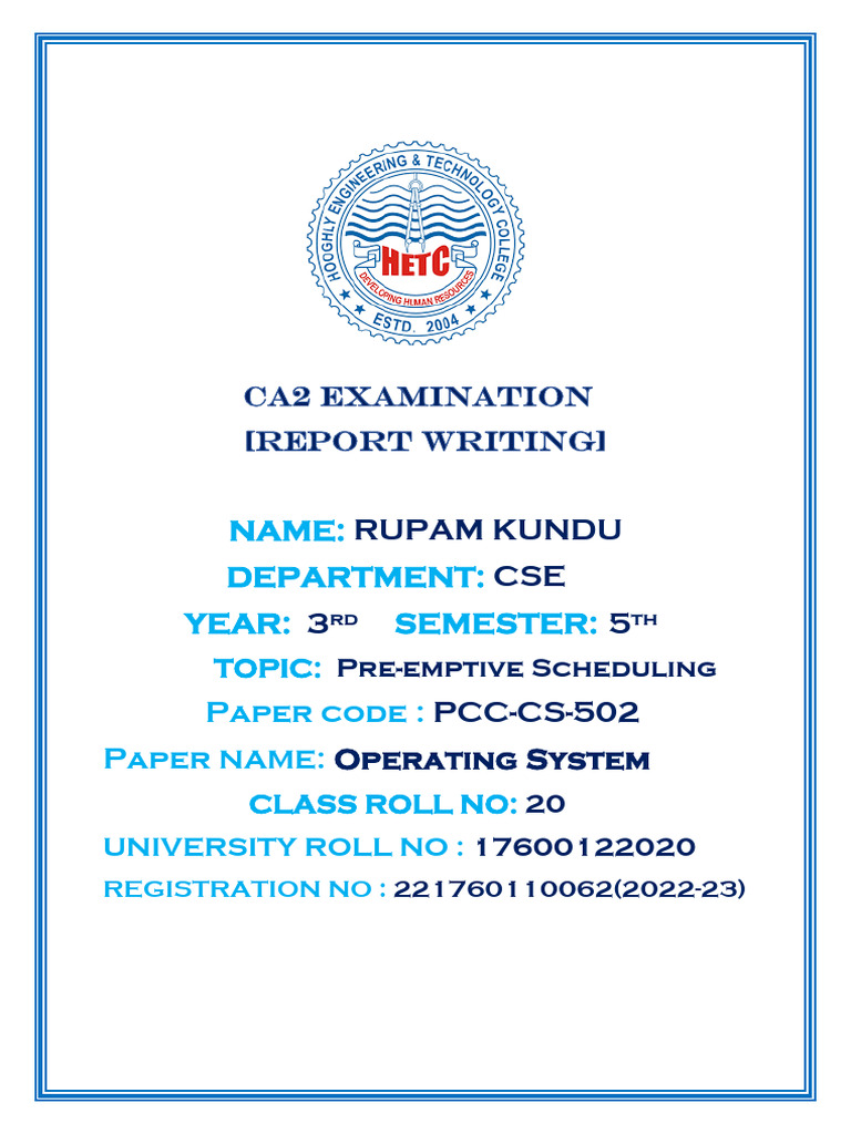 Rupam - Kundu - CSE - 19 - Rupam Kundu - CSE - A1 | PDF | Scheduling (Computing) | System Software