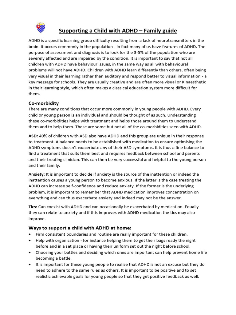 Supporting A Child With Adhd Family Guide PDF | PDF | Attention Deficit ...