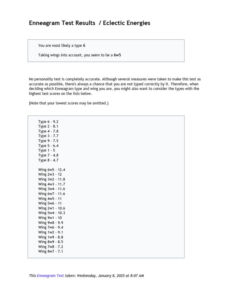 Enneagram Test | PDF